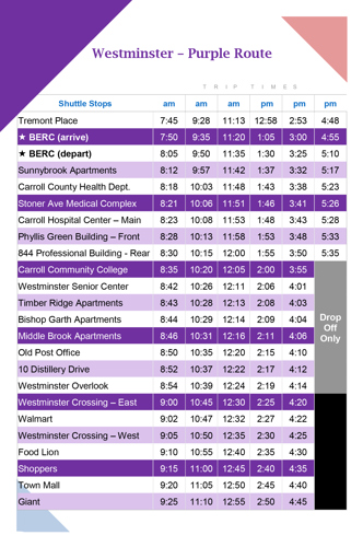 Carroll County Government | Westminster (Purple Route) Carroll County ...