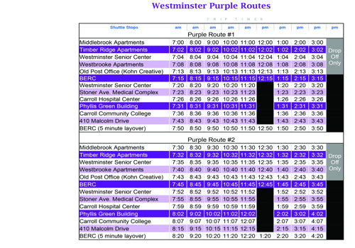 Carroll County Government | Westminster (Purple Route) Carroll County ...
